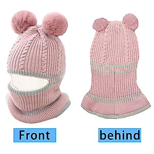 Kids Winter Hat Scarf Mitten Set, Unisex Infant Toddler Baby Girls Hat Scarf 2-5T (Pink)