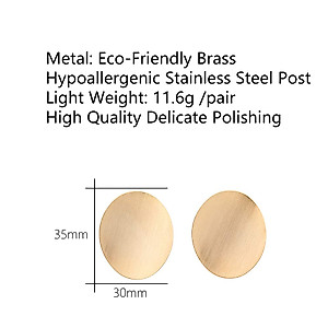 HelloFun Large Round Disc Drop Earrings Fashion Brushed Gold Drop Earrings for Women