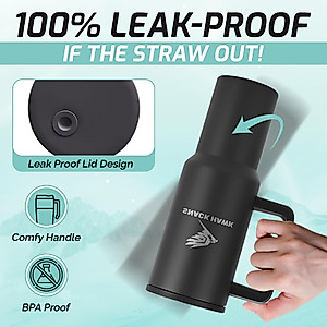 Snack hawk 40oz Insulated Stainless Steel Travel Coffee Tumbler with Handle and Straw | 100% Leak-Proof Mug | Car Cupholder Friendly | Perfect Water Cup Gift for Everyone