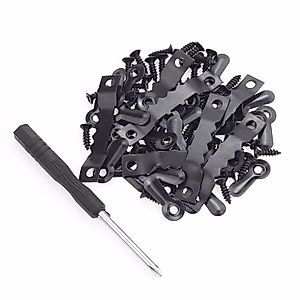 Powlankou 200 Piece Picture Hanger Kit, Including 100 Sawtooth Picture Frame Hangers and 100 Frame Turn Buttons with Screws