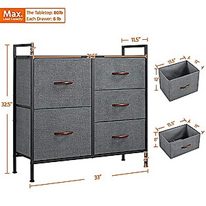 Yaheetech 5 Drawers Fabric Organizer Fabric Storage Organizer Unit Tower for Hallway, Entryway, Steel Frame, Easy Pull Handle Dark Gray