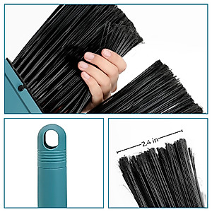 Long Stiff Bristle Brooms for Sweeping Indoors, Angle Brooms with 58" Long Handles Heavy Duty Soft Bristle Brooms, Kitchen Brooms for Shop Office Lobby