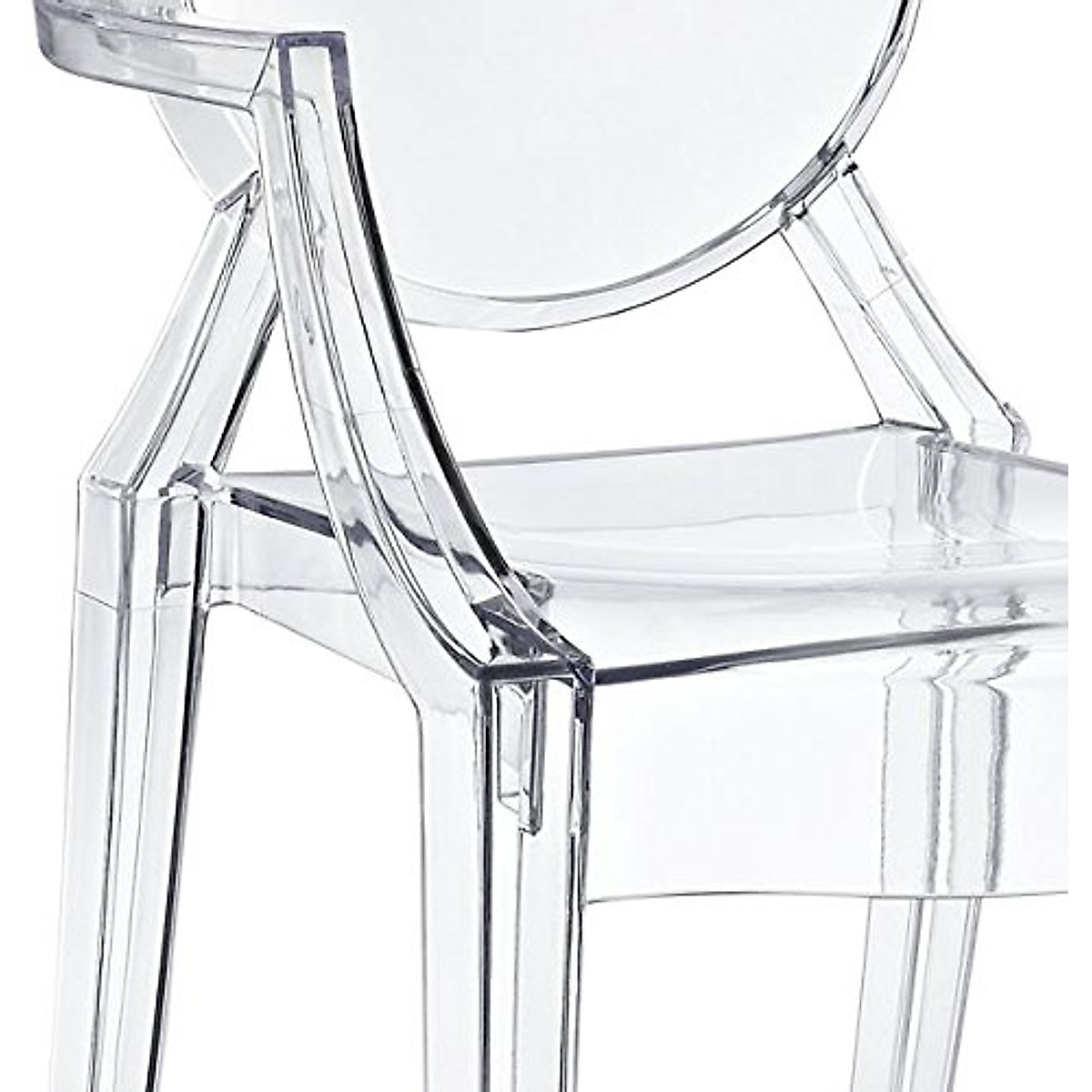 Modway Casper Modern Acrylic Stacking Kitchen and Dining Room Arm Chair in Clear - Fully Assembled