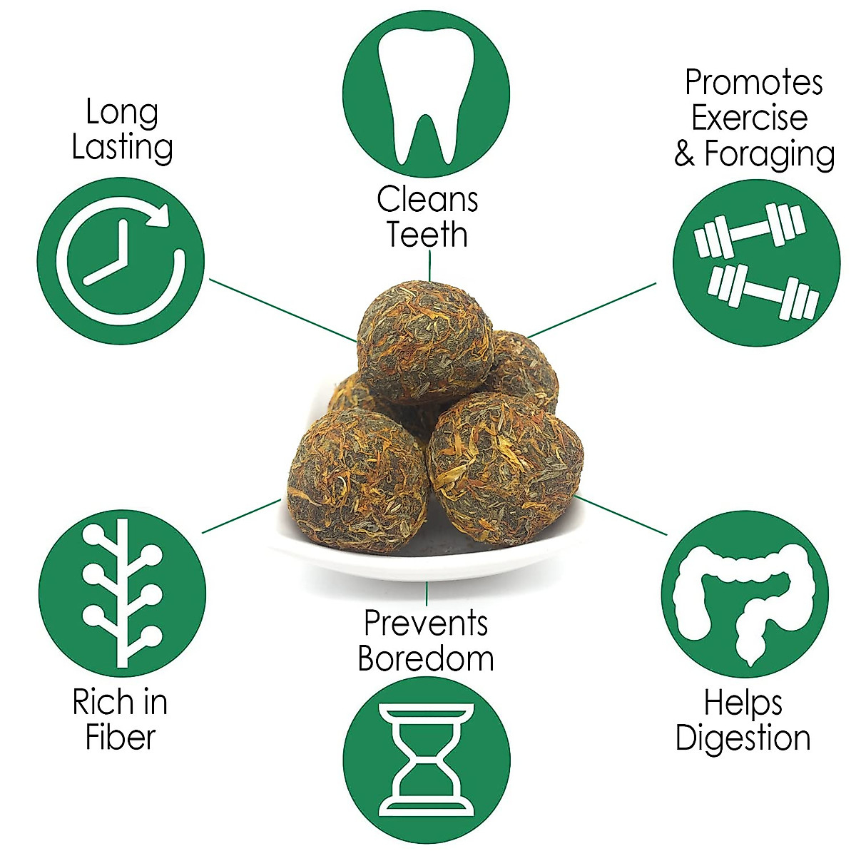 Munchers Marigold & Timothy Chew Balls - Healthy Natural Hay & Flower Chew Treat - Guinea Pigs, Hamsters, Rabbits, Degus, Prairie Dogs, Chinchillas, Squirrels, Opossums, Rats, Gerbils & Small Pets