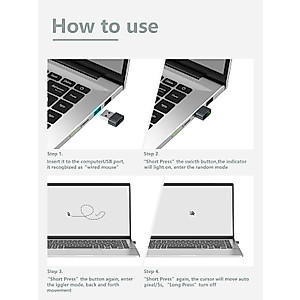 Geyes Mouse Jiggler, Undetectable Mouse Mover Device Has Two Swing Modes Jiggle and Multi-Track,Keeps for Computer/Laptop Awake, Driver-Free, Plug-Play with USB-C Adapter (Metal Black)