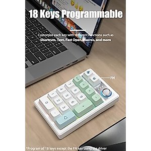 TISHLED Gasket Creamy Mechanical Numpad Programmable Macro Keypad Wireless 2.4G/Bluetooth 5.0/Wired USB-C RGB Backlit Hot Swappable Number Pad Rechargeable Numeric Keyboard Metal Knob for Win/Mac