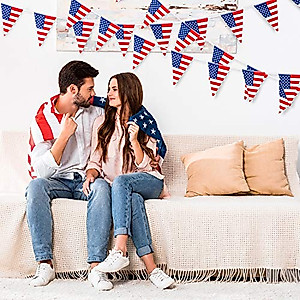 Whaline 30pcs Large USA Patriotic Bunting Banner American July 4th Triangle Flag Garlands Star-Spangled Pennant String Banner for Independent Day Party Grand Opening Home Office Decoration