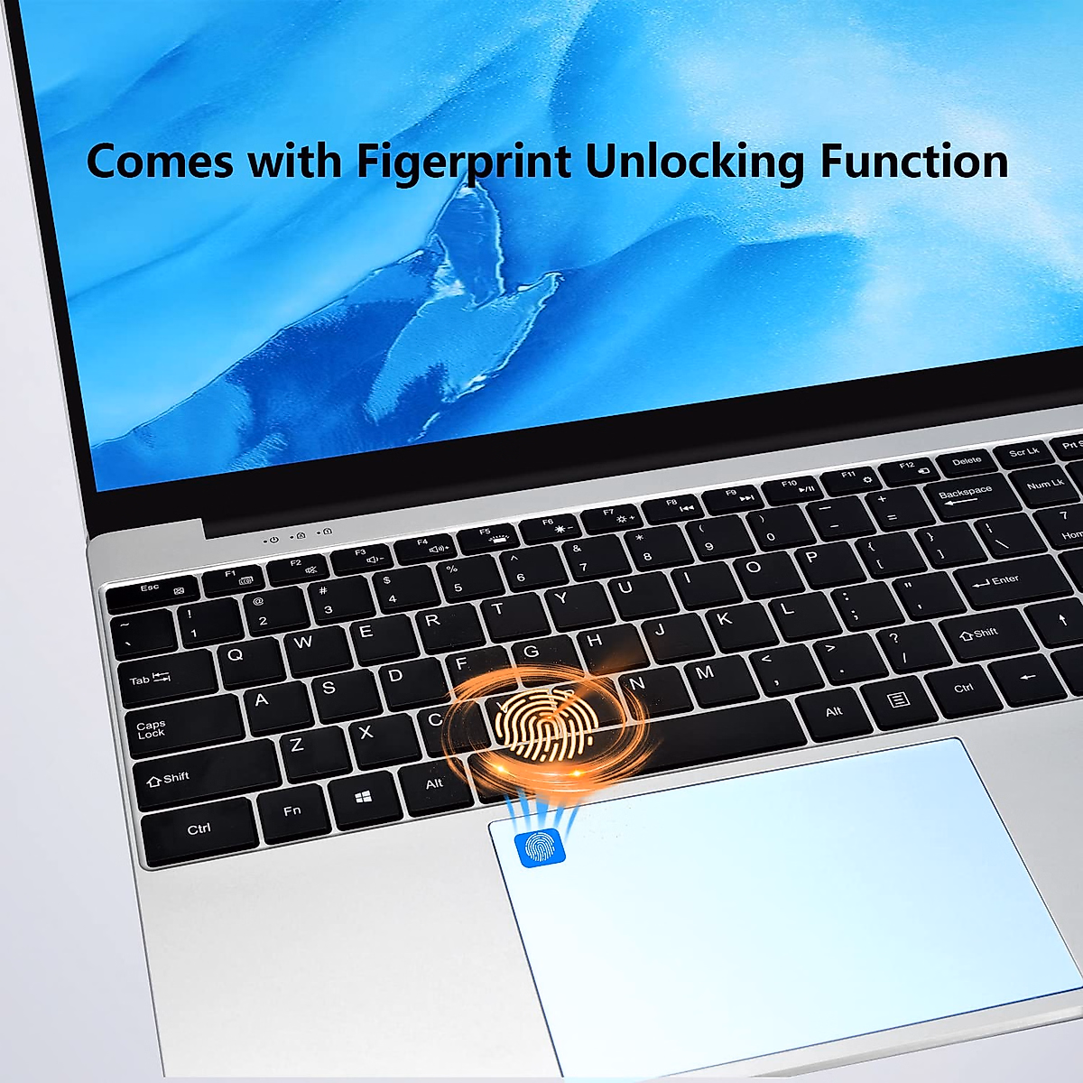 VGKE C15 Windows 11 Laptop 15.6" FHD, Full Size Backlit Keyboard with Fingerprint Reader, Intel Celeron N5095 Processor Quad-Core, 12GB RAM DDR4, 256GB SSD(Silver)