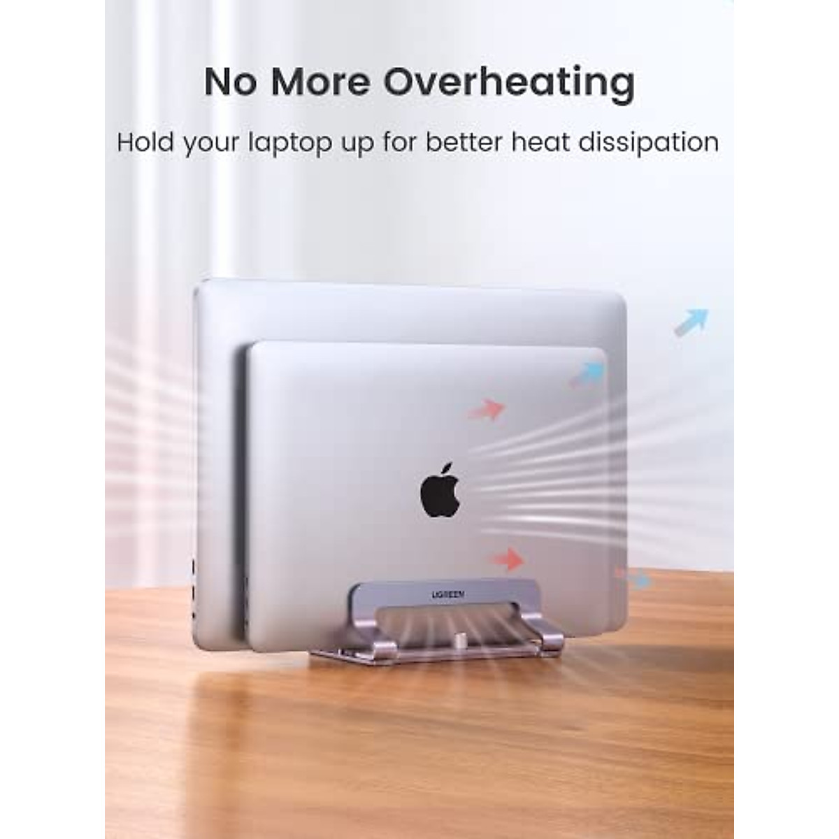 UGREEN Vertical Laptop Stand Holder Desk Dual Aluminum Dock Compatible with MacBook Pro Air Laptop Stand Desktop Adjustable, Lenovo Ideapad, Surface Book, HP Notebook, Dell Chromebook Up to 17.3 Inch