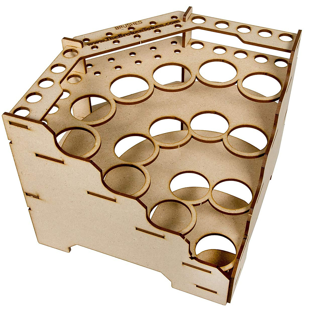 The Broken Token Modular Paint Rack w/ 35mm Holes - 90° Wedge - Multiple Organizer for Paint Bottles, Pots, and Brushes in Tiered Layout - Customize Your Pieces with Easy Organization & Access