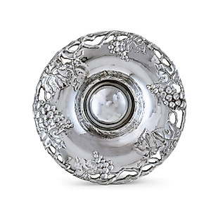 Arthur Court Designs Metal Grape Chip and Dip Platter in Grape Pattern Sand Casted in Aluminum with Artisan Quality Hand Polished Designer Tarnish-Free 14 inch Diameter