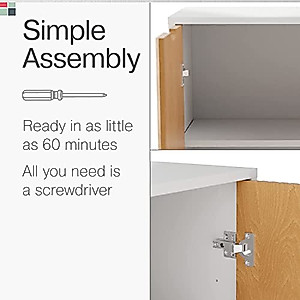 Stead Fluted Sideboard Storage Cabinet - Mid Century Modern Accent Cabinet with Doors - Great in Living Rooms, Bedrooms, and Entryways (White and Oak)