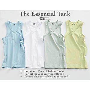 LotusComfort The Essential Tank Young Boys Girls Toddler Unisex 4 Pack Premium Tank Top Undershirt Super Soft Breathable 2T