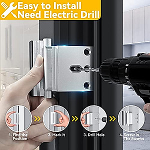 2 Pack Home Security Door Lock Withstand 800 lbs for Inward Swinging Door,Door Reinforcement Lock with 8 Screws to Prevent Unauthorized Entry,Extra Security Door Locks for Home Security and Privacy