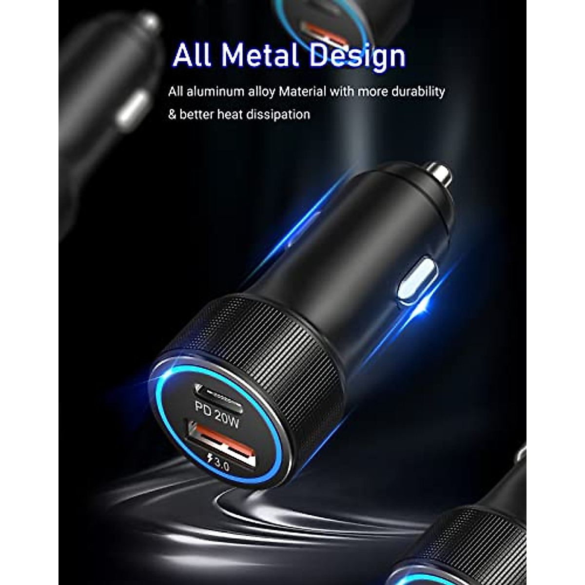 2-Pack USB C Car Charger, 38W 2-Port iPhone 14 Car Charger, All Metal PD3.0 Dual Cargador Carro Lighter Adapter for iPhone iPhone 14/13 Pro/12/12 Pro/12 Mini, Galaxy S22/S21/S20/S10/S9, iPad Pro