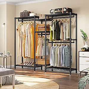 VIPEK V6 Wire Garment Rack Heavy Duty Clothes Rack for Hanging Clothes, Metal Freestanding Closet Wardrobe Rack, 71.2" L x 14.6" W x 76.8" H, Max Load 660lbs, Medium Size (Black)