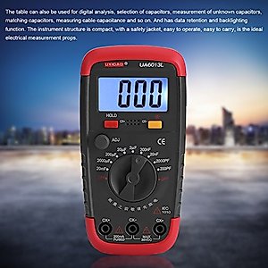 Digital Capacitance Meter Multimeter Professional Capacitor Tester 0.1pF - 20000uF with LCD Backlight and Safety Jacket Max 1999 Display