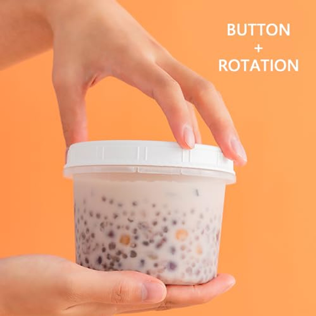 8Pack 13.6oz/400ml Plastic Containers with Twist Top Lids, Airtight Reusable Containers for Leftover Food and Soup, Frozen and Microwave Safe (Mixed Color)