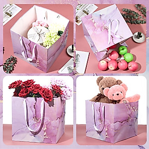11.8" Extra Large Gift Bag Colorful Marble Square Giant Gift Bag with Handles and Tissue Paper Big Present Bag Pink Purple Wrapping Paper Bag for Birthday Wedding Christmas Baby Shower Party Supplies
