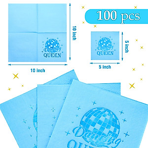 Affrolling 100 Pcs Dancing Queen Party Napkins Disco Party Cocktail Napkins 70s Party Decorations 2 Ply Disposable Paper Napkins for Bachelorette Party, Birthday Party, 80s 90s Party, Bridal Shower