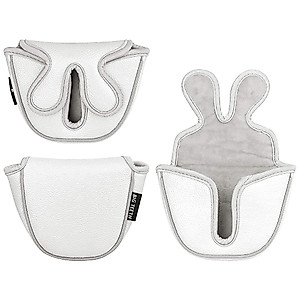 BIG TEETH Golf Head Covers Mid Mallet Putter Cover Fit for Odessey Backstryke Center Shaft Putter (White)