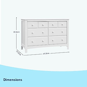 Graco Benton 6 Drawer Double Dresser (White) – Easy New Assembly Process, Universal Design, Durable Steel Hardware and Euro-Glide Drawers with Safety Stops, Coordinates with Any Nursery