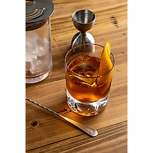 Amehla Cocktail Mixing Glass Bar Starter Kit: 8 Piece Mixology Bar Set with Bar Tools and Glasses - Home Bartending Kit with 2 Mountain Whiskey and 2 Honeycomb Nick and Nora Drinking Glasses