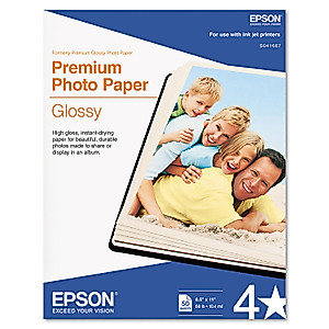 Epson Premium Photo Paper GLOSSY (13x19 Inches, 20 Sheets) (S041289),White