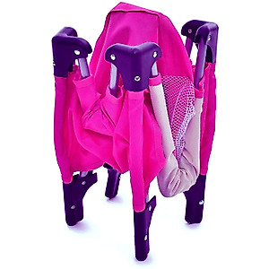fash n kolor Doll Pack N Play Crib Fits up to 18" Dolls Blanket and Carry Bag Included (Hot Pink)