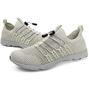 DLGJPA Men's Quick Drying Water Shoes for Beach or Water Sports Lightweight Slip On Walking Shoes Apricot 10.5