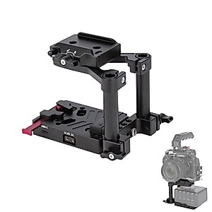 Nitze V Mount Baseplate with V Mount Battery Plate, 15mm Rod Clamp and Arca Swiss Baseplate (8V/3A DC, 14.8V/3A D-tap and PD 3.0 USB-C Output Ports) - N21-D7C