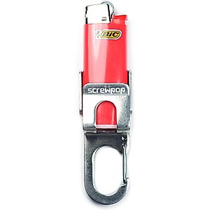 Screwpop Bic Standard Full-Size Lighter Holder Keychain Multi Tool with Carabiner Clip and Bottle Opener Stainless Steel Construction (Lighter Not Included)