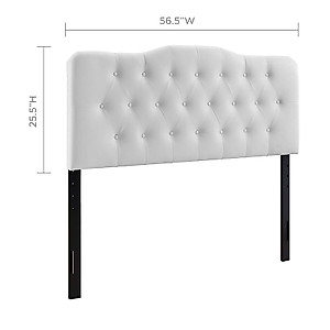 Modway Annabel Tufted Button Faux Leather Upholstered Full Headboard in White