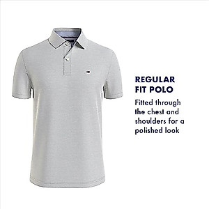 Tommy Hilfiger mens Short Sleeve Cotton Pique in Custom Fit Polo Shirt, Dark Sable, Large US