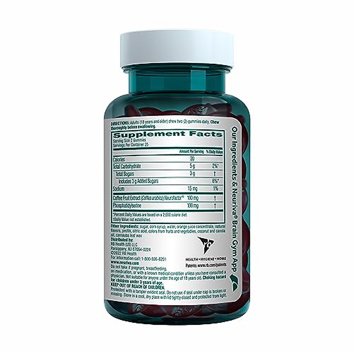NEURIVA Brain Supplement for Memory & Focus with Phosphatidylserine & Neurofactor, Caffeine-Free Gummies
