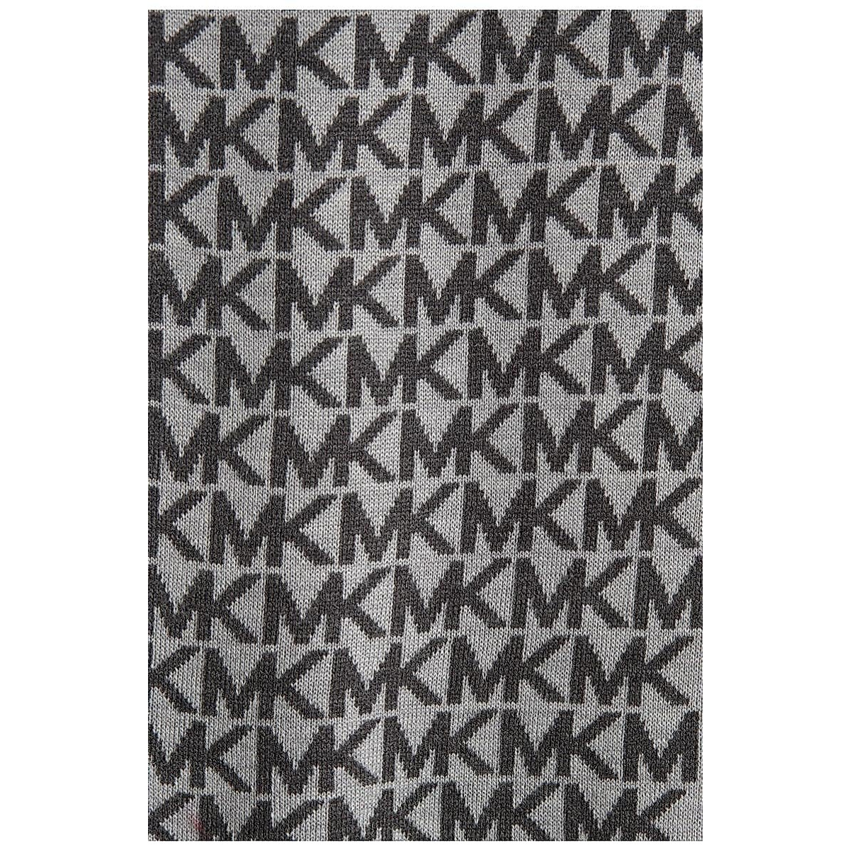Michael Kors Bordered MK Logo Print Muffler Scarf (Pearl Heather)