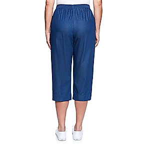 Alfred Dunner Women's All Around Elastic Waist Denim Missy Capris Pants Jeans, 16