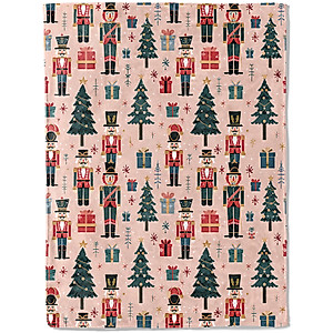 ainori Nutcracker Christmas Pink Throw Blanket- Ultra Soft, Fleece, Lightweight,Trees Vintage Festive Winter Night Blankets,for Couch Room Bedroom,Holiday Decor,Gifts for Kids Girls 50x60in