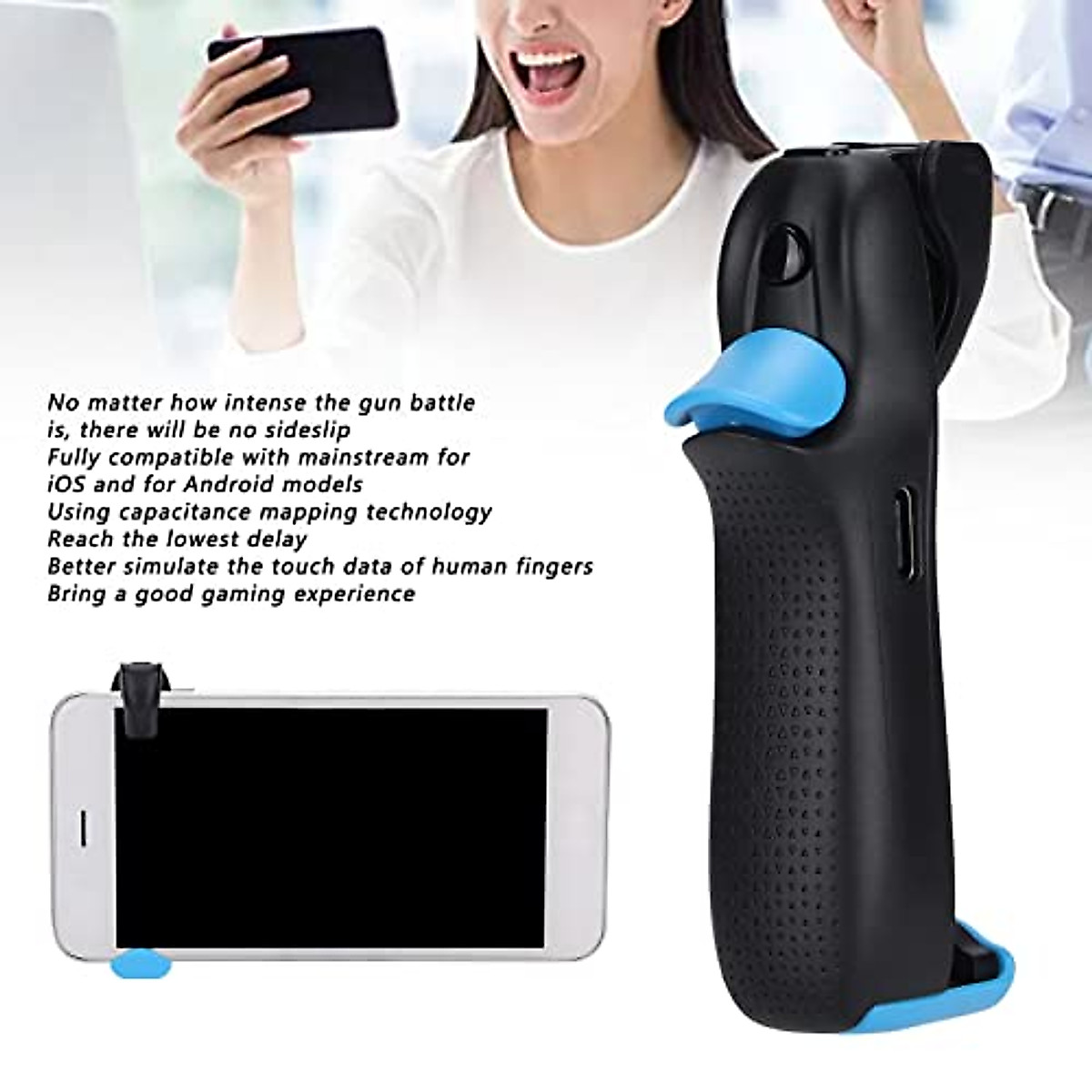 Gaming Controller, Capacitive Mapping Technology Trigger Gamepad Stable Tensile Structure for iOS PUGE Games for PUGE Games