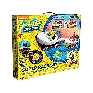 NKOK SpongeBob Hot Rod Boat Slot Car Race Set 2531, Contains 8 Feet of Track, Dual Players, Great Item for Kids to Play with, Features a Lap Counter, Ages 6 and up