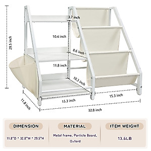 LAKEEN 3 Tier Kids Bookshelf and Toy Storage,Baby Toddler Bookshelf, Kids Bookcase, Toy Storage Organizer with Bookshelf,Montessori Bookshelf for Kids Rooms, Playroom, Nursery, Bedroom(White)