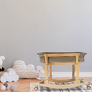 ECOADE Moses Basket Stand, Baby Moses Basket Rocker Stand - Natural Wood