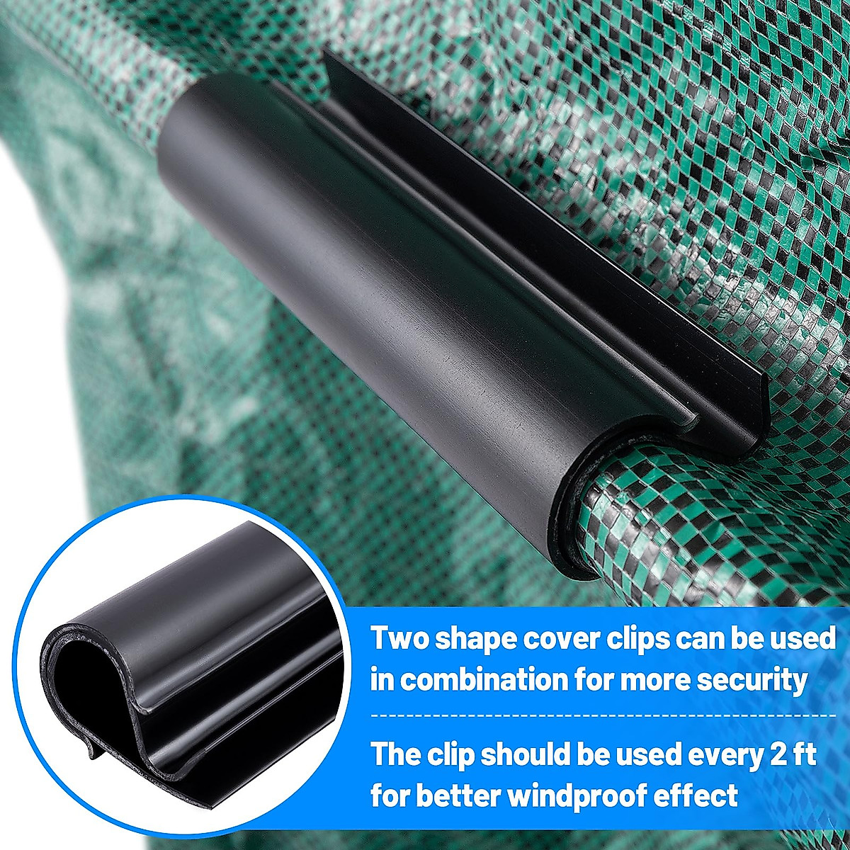 48 Pack Winter Pool Cover Clips for Above Ground Pools- 2 Shapes Pool Clips Pool Cover Clamps 4.7 inch Pool Wind Guard Clips Pool Black Securing Cover Clip for Swimming Pool with Metal Railing