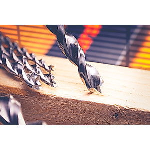 NordWolf 5-Piece HSS Brad Point Wood Drill Bit Set with 1/4" Hex Shank for Carpenter Woodworking, SAE Sizes 3/16"-1/4"-5/16"-3/8"-1/2"