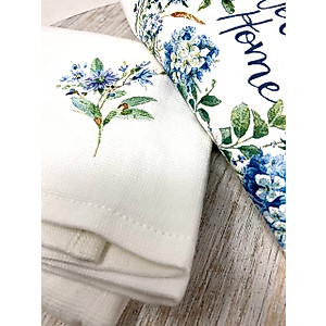 Welcome Home Blue Hydrangea Terry Towel and Flour Sack Kitchen Towel Set of 2 by Kay Dee Designs