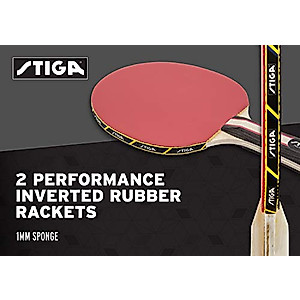 STIGA Performance 2 Player Ping Pong Set – 2 Table Tennis Rackets, 3 – 3 Star Orange Balls Included