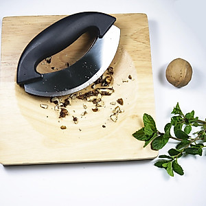 TLIOCAS Mezzaluna chopper and Cutting Board Set- Rocker Knife for One Handed Cutting Board, Kale Vegetable Mincing Knife Slicer, Double Blade Mezzaluna Knife,Quick to Pre Salad Meal Chopped Salad Kit