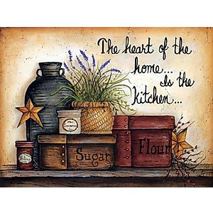 Retro Vintage The Heart of The Home is The Kitchen Metal Tin Sign Home Bar Cafe Retaurant Wall Decor Signs 12x8inch
