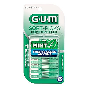 GUM Soft-Picks Comfort Flex, Easy to Use Dental Picks for Teeth Cleaning and Gum Health, Disposable Interdental Brushes with Convenient Carry Case, Dentist Recommended Dental Floss Picks, 80ct