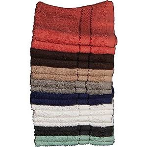 Petal Cliff Set of 12-100% Ring Spun Cotton Terry Wash Cloths. Designed to exfoliate Your Hands, Body or face – Extra Soft and Absorbent - Size 12" X 12", Machine Washable. (Multi)